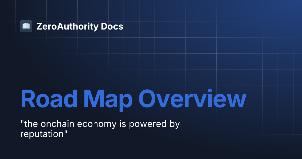 Road Map Overview | ZeroAuthority Docs